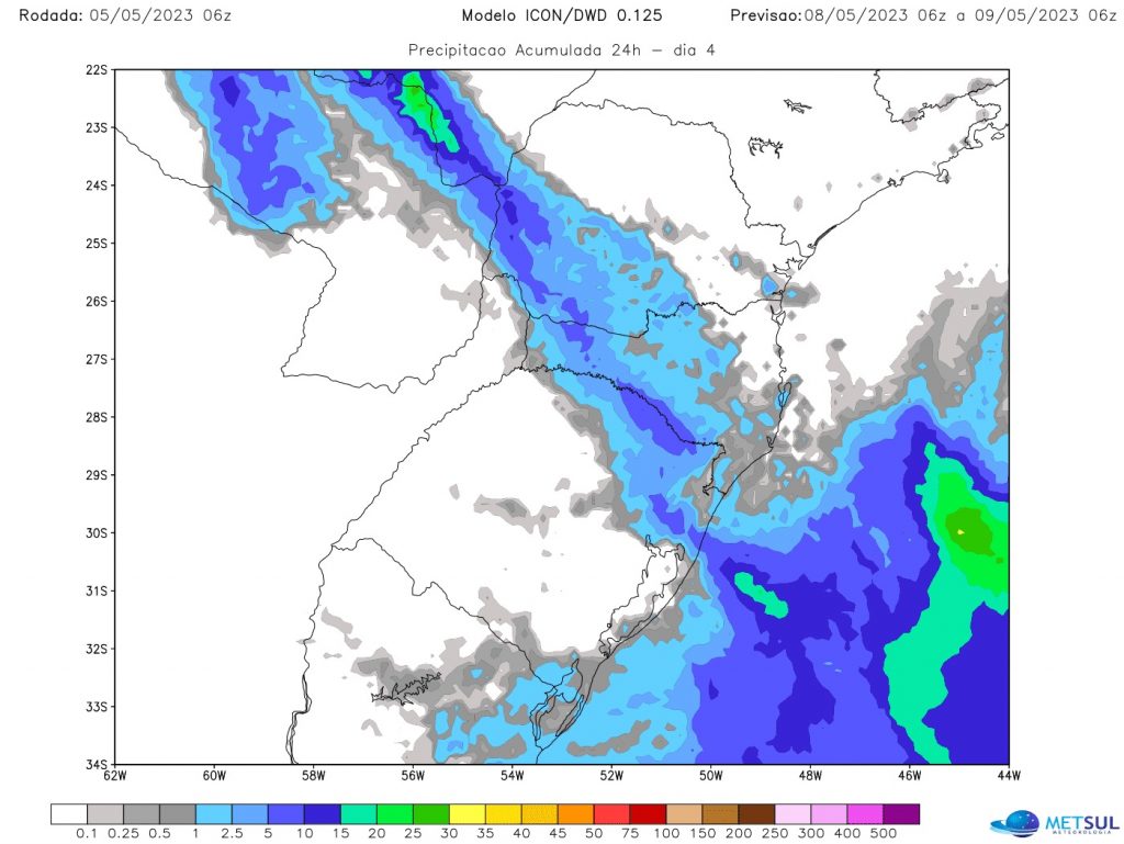 Veja a projeção de chuva dia a dia até segunda-feira