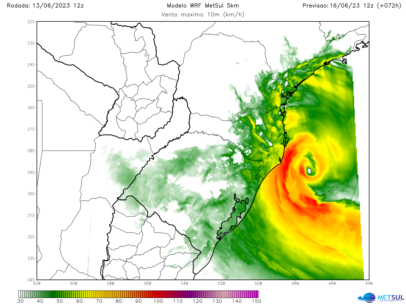 Ciclone extratropical eleva risco de chuva volumosa de SP ao RS