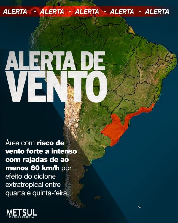 Ciclone intenso terá vento acima de 100 km/h e afetará vários estados