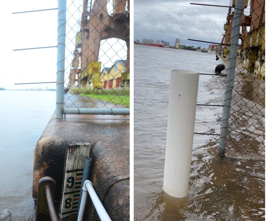 Confira o antes e depois da régua de medição do Guaíba no Centro